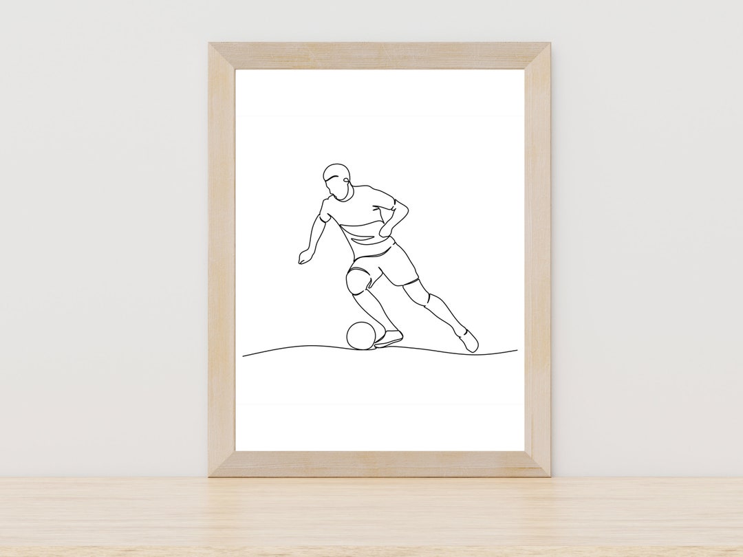 Soccer Line Art, Boys Room Football Wall Decor, Minimalist Soccer Sport ...