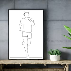 Minimalist Running Line Art Runner Line Art Run Wall Art Print Sport ...
