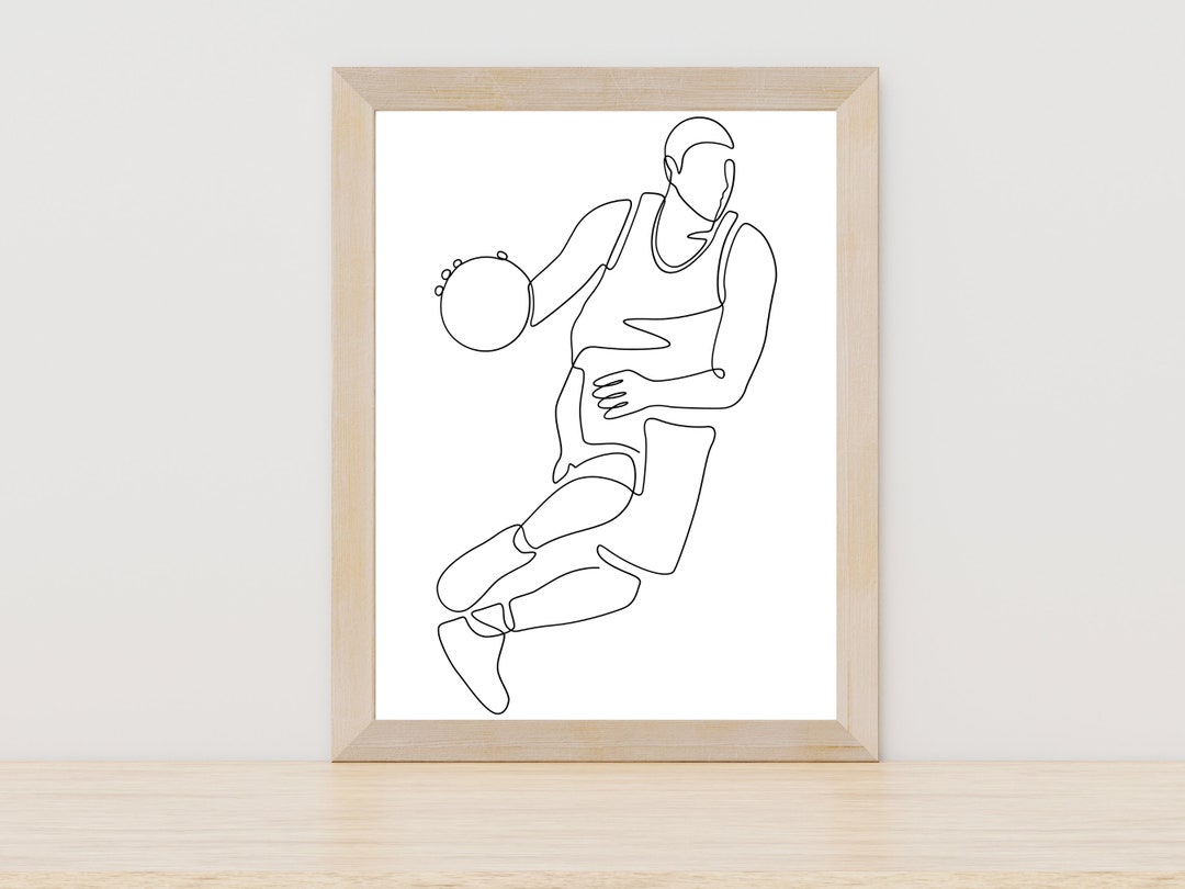 Minimalist Basketball Player Line Art, Sports Printable, Basketball ...