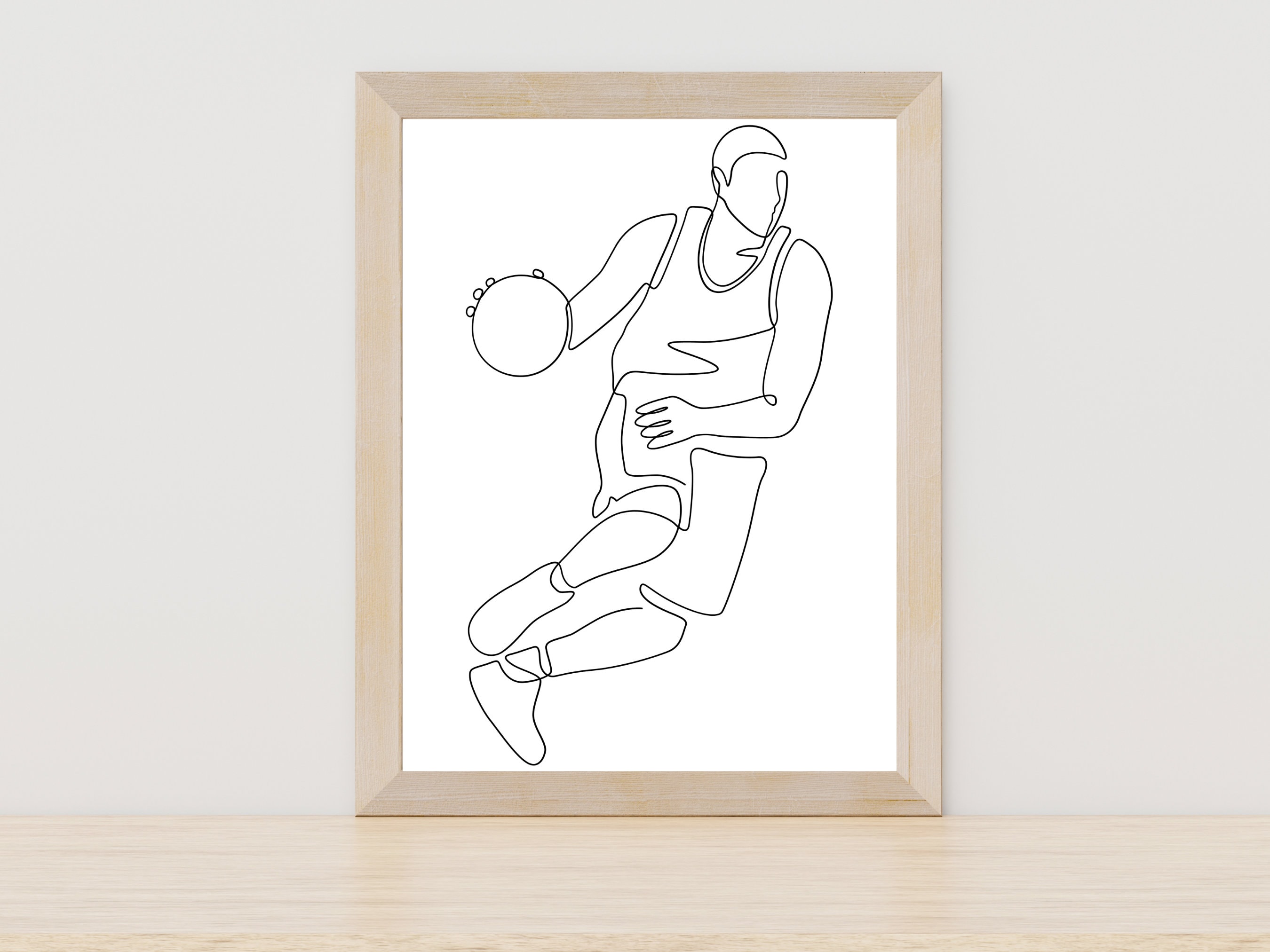 Minimalist Basketball Player Line Art, Sports Printable, Basketball ...