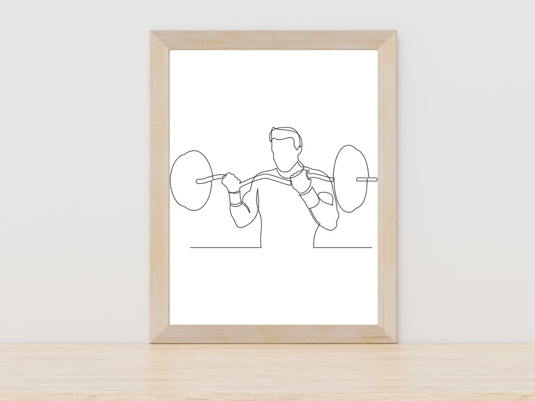 Minimalist Weightlifter Line Art Male Line Art Sport Line Art Print ...