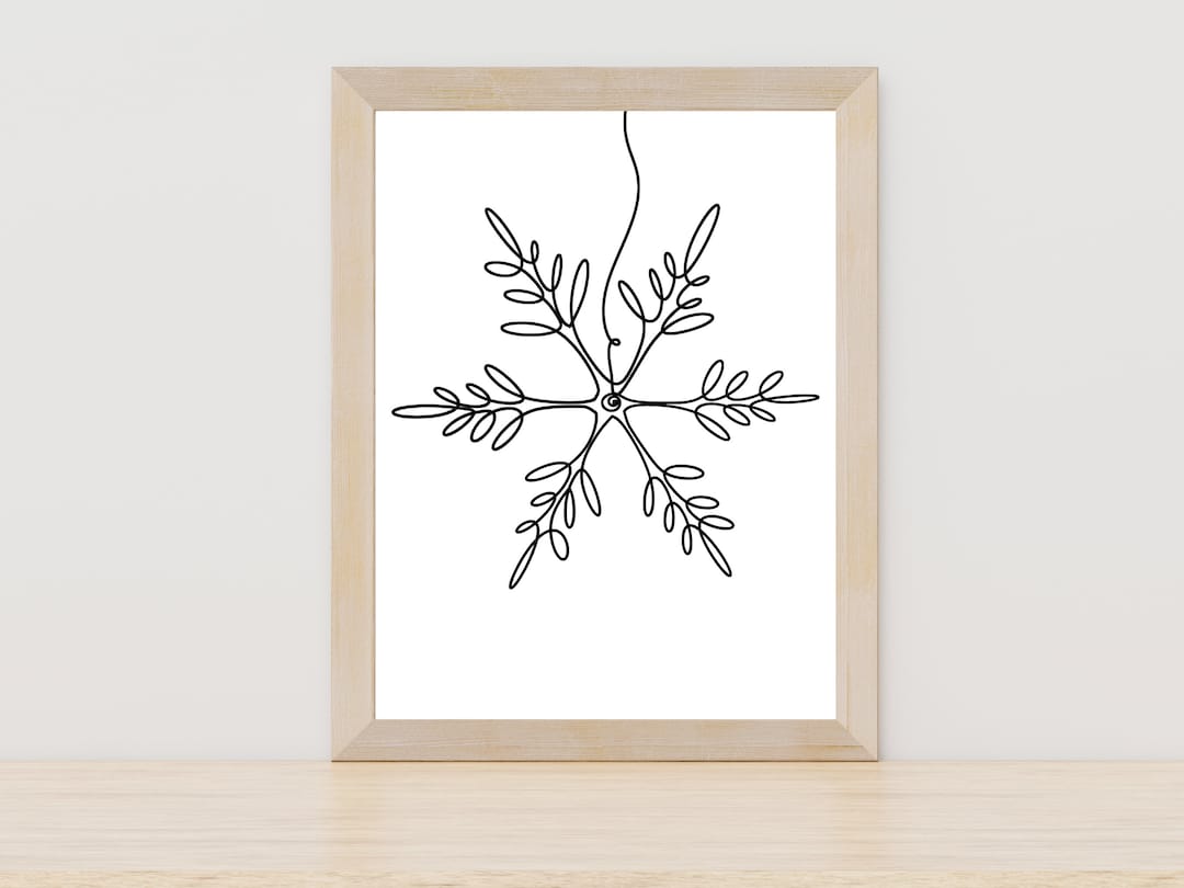 Printable Snowflake Line Art, Downloadable Christmas Wall Decor, Winter ...