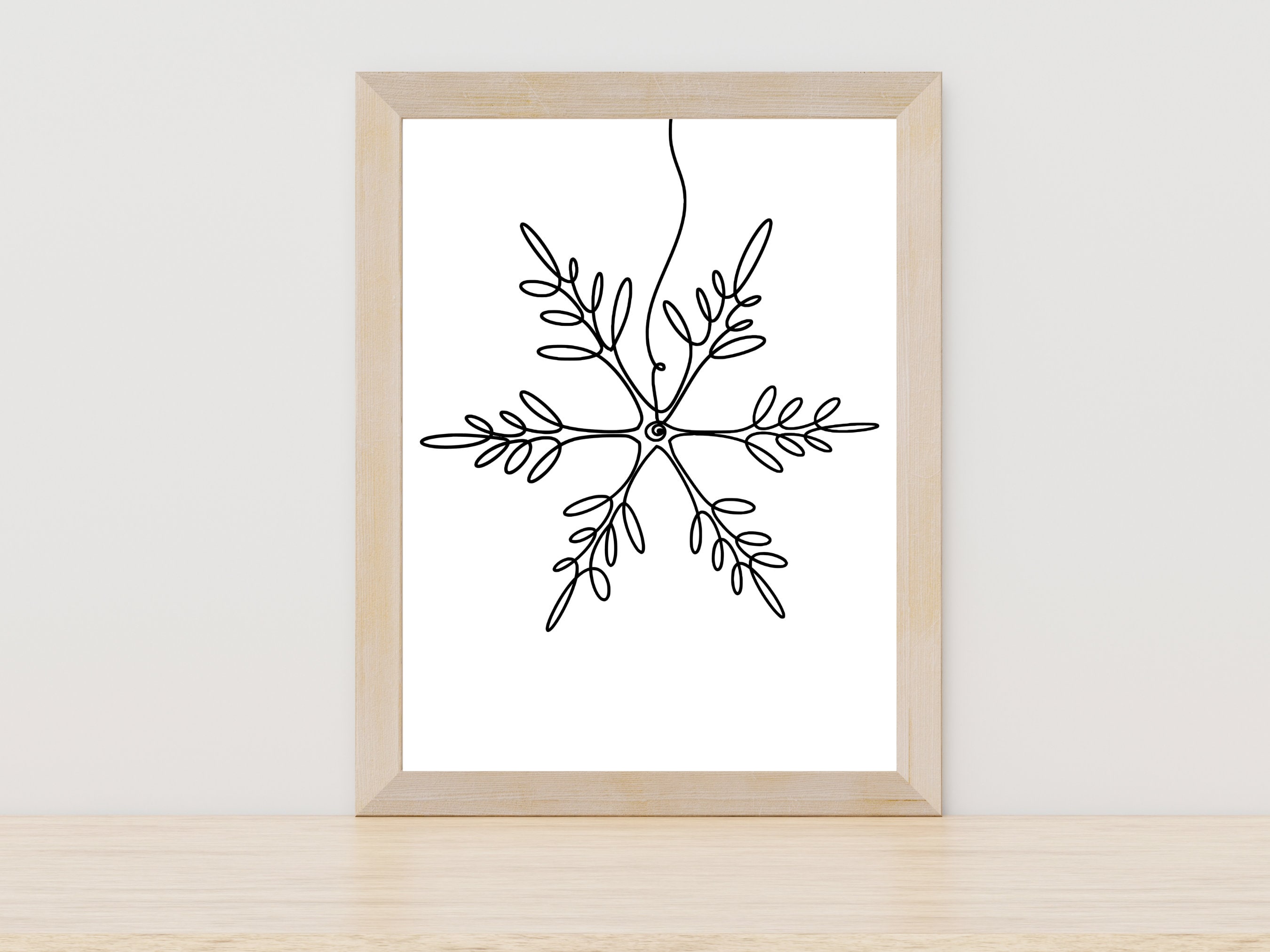 Printable Snowflake Line Art, Downloadable Christmas Wall Decor, Winter ...