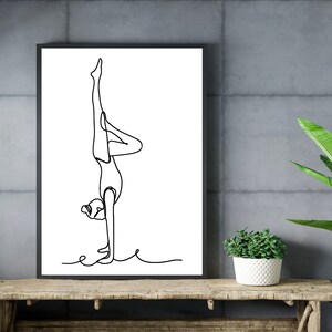 Handstand Line Art Gymnastics Print Gymnast Line Art Gymnastics Poster ...