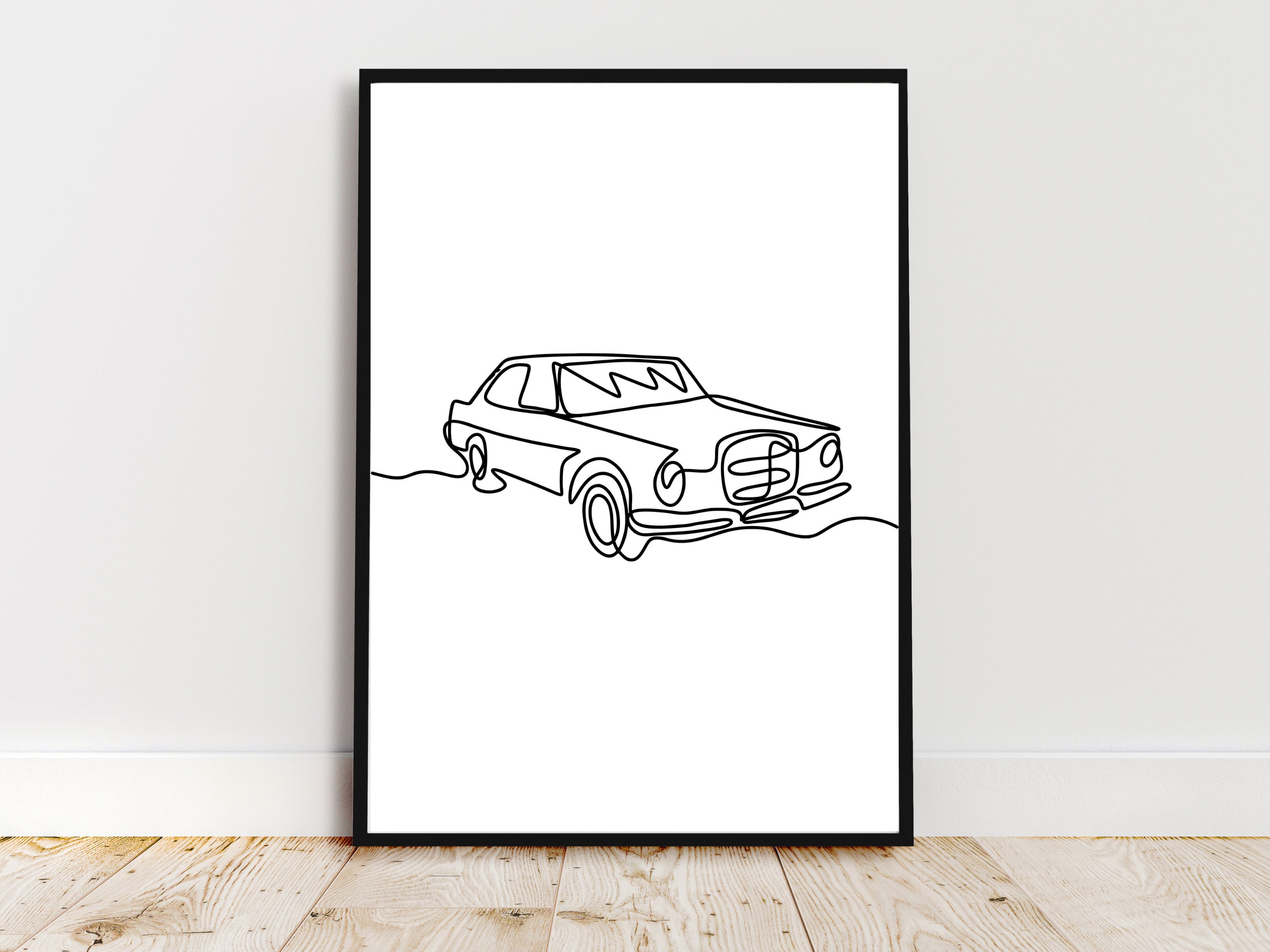 Old Fashioned Car Line Art Abstract Sports Car Art Print Racer Room ...