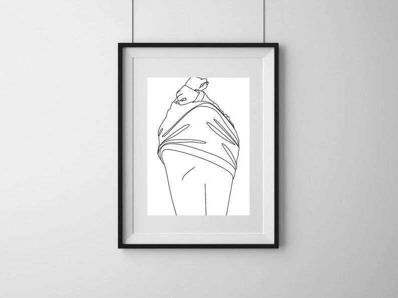 Woman Taking Clothes Off Line Art Woman Body Line Art Print Female