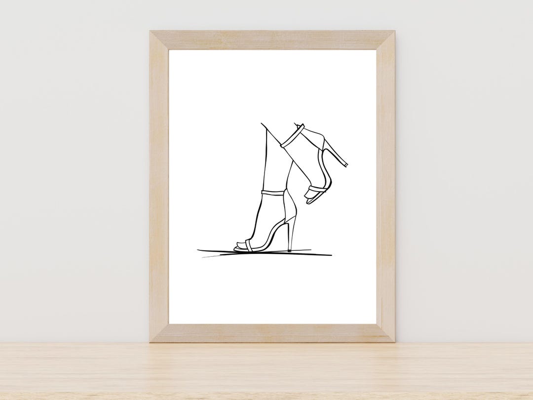Heels Line Art, Minimalist Fashion Art, Shoe Illustration, High Heel ...