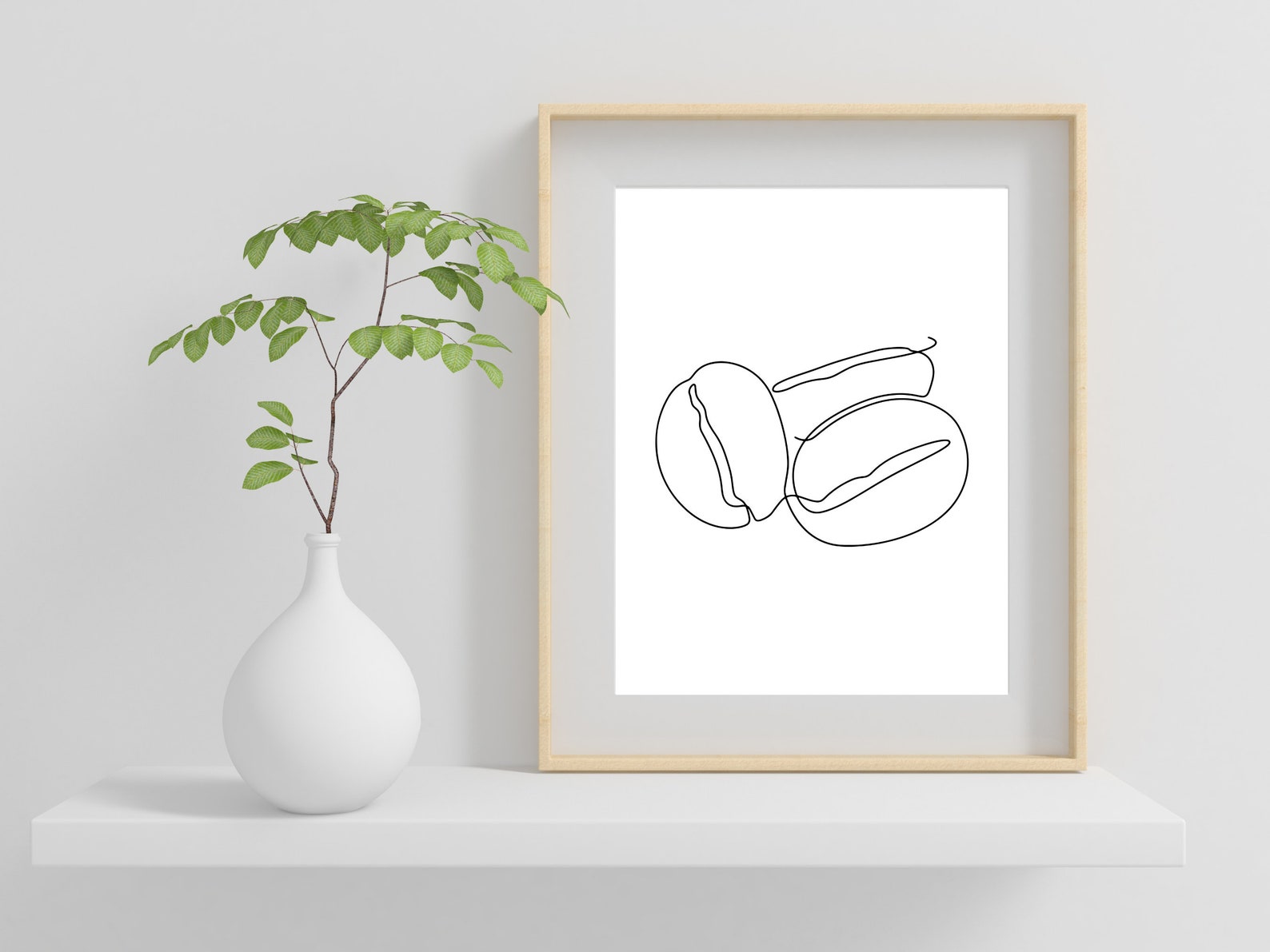Coffee Beans One Line Drawing, Coffee Beans Print, Line Art Coffee ...