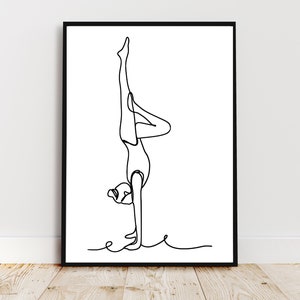 Handstand Line Art Gymnastics Print Gymnast Line Art Gymnastics Poster ...