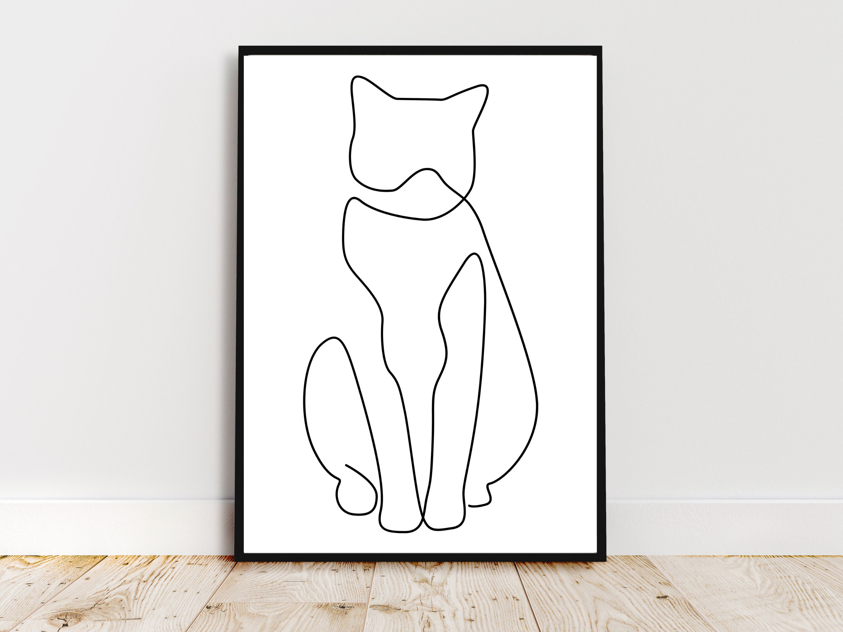 Cat Line Drawing Print Cat Line Art Cat Lover Gift Custom - Etsy