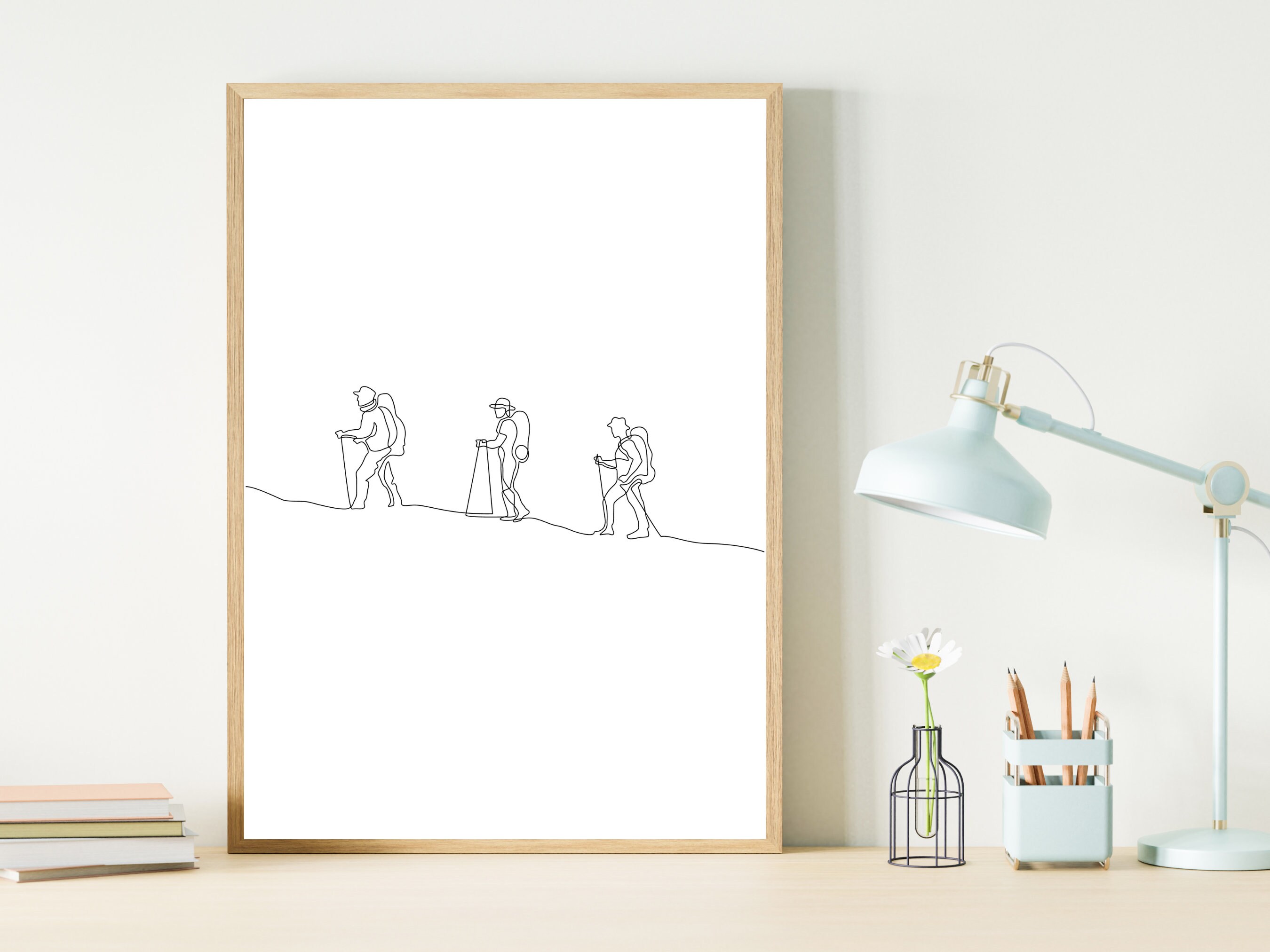 Hiking Line Art, Hiker Line Art, Traveller Line Art, Minimalist Hiking ...