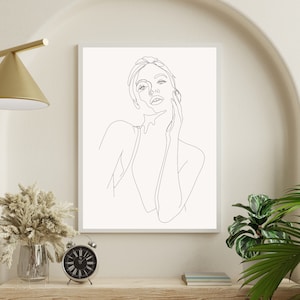 Minimalist Female Line Art Drawing, Woman Line Art Print, Female Line ...