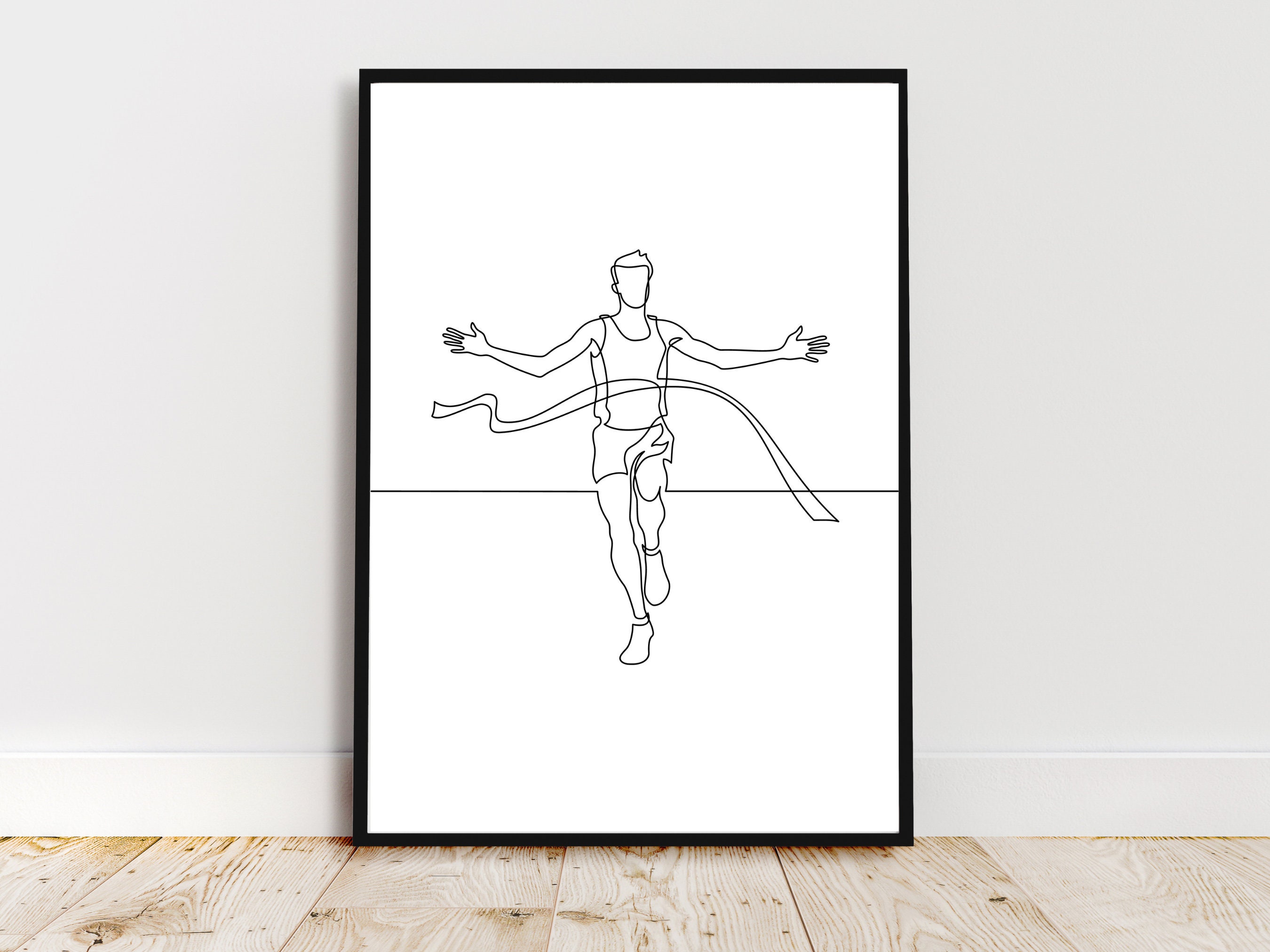 Track Runner Line Art, Track Runner Finishing Race Poster, Sprinter ...