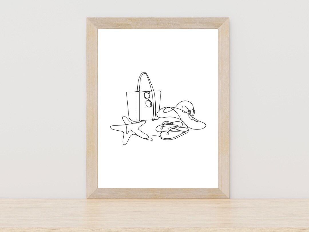 Printable Sea Shell One Line Art, Sea Shell Wall Art, Beach Line Art ...