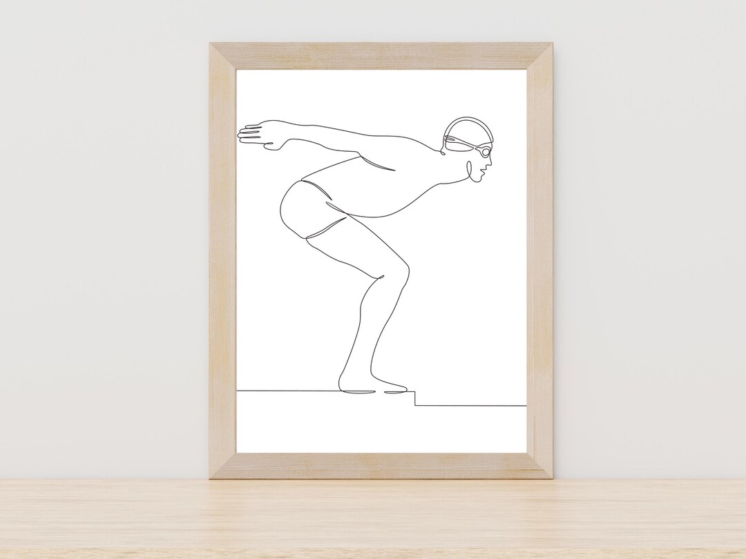 Swimming Line Art - Etsy