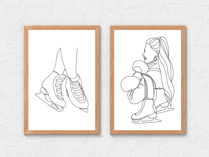 Figure Skating Line Art, Ice Skater Line Art, Ice Skates Line Art ...