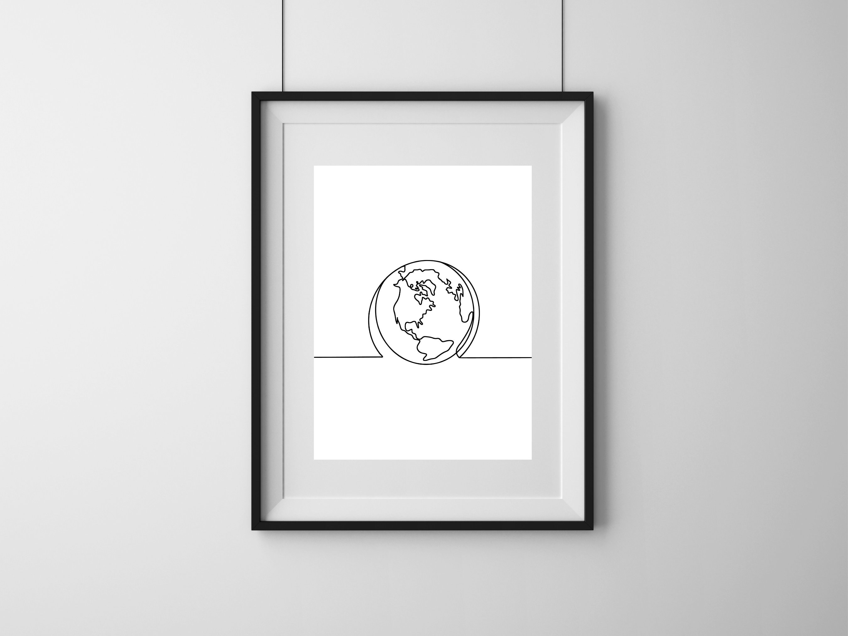 Globe Line Art World Map Line Art World Map Digital Print One Line ...