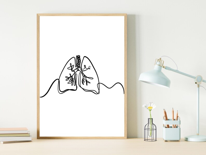 Minimalist Human Lungs Line Art, Digital Download, Anatomy Print ...