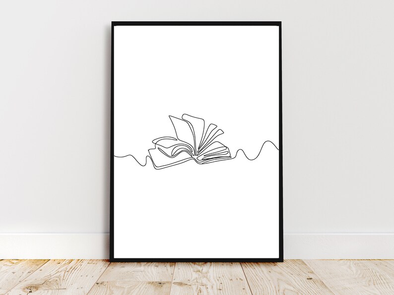 Minimalist Book Line Art, Reader Poster, Reading Printable, Reading ...