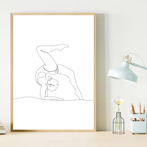 Gymnast Line Art Gymnastics Wall Art Gymnast Gift for Gymnastics Girl ...