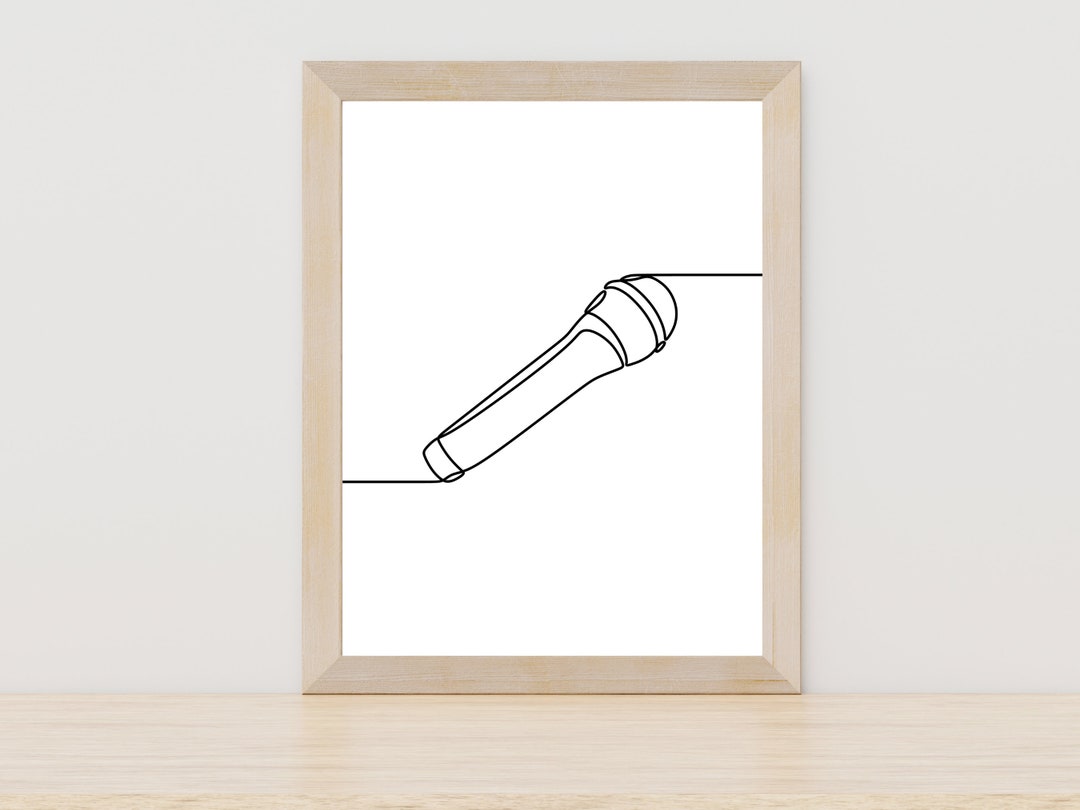Microphone Line Art, Microphone Minimalist Wall Art, Microphone Print ...