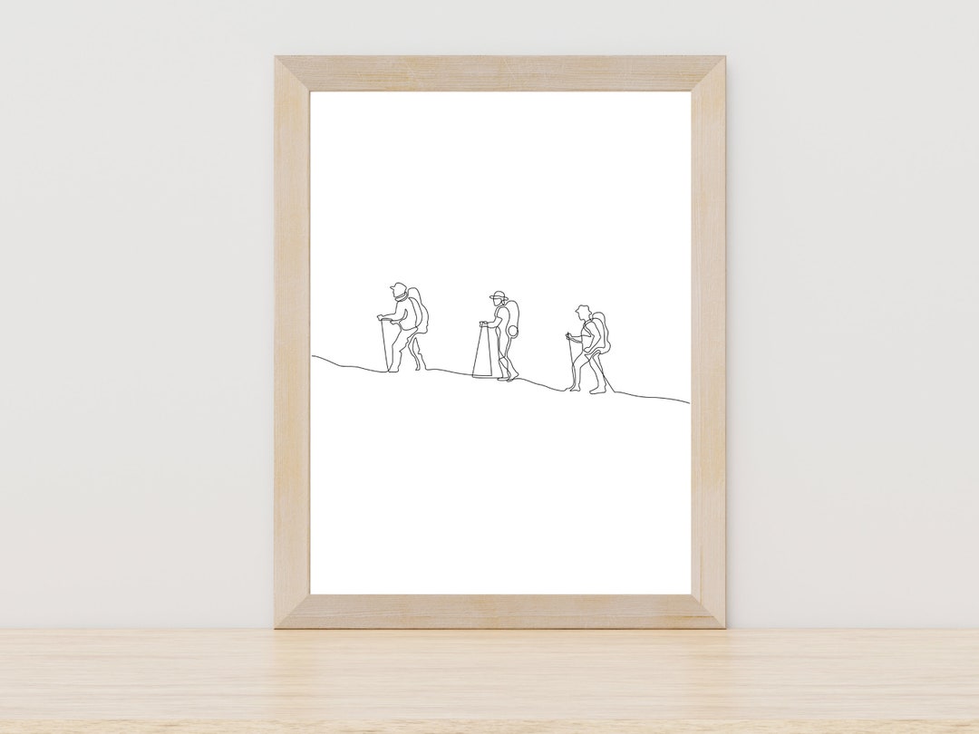 Hiking Line Art, Hiker Line Art, Traveller Line Art, Minimalist Hiking ...
