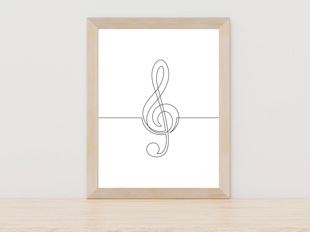 Treble Clef Line Art, Music Note Line Art, Treble Clef, Minimalist ...