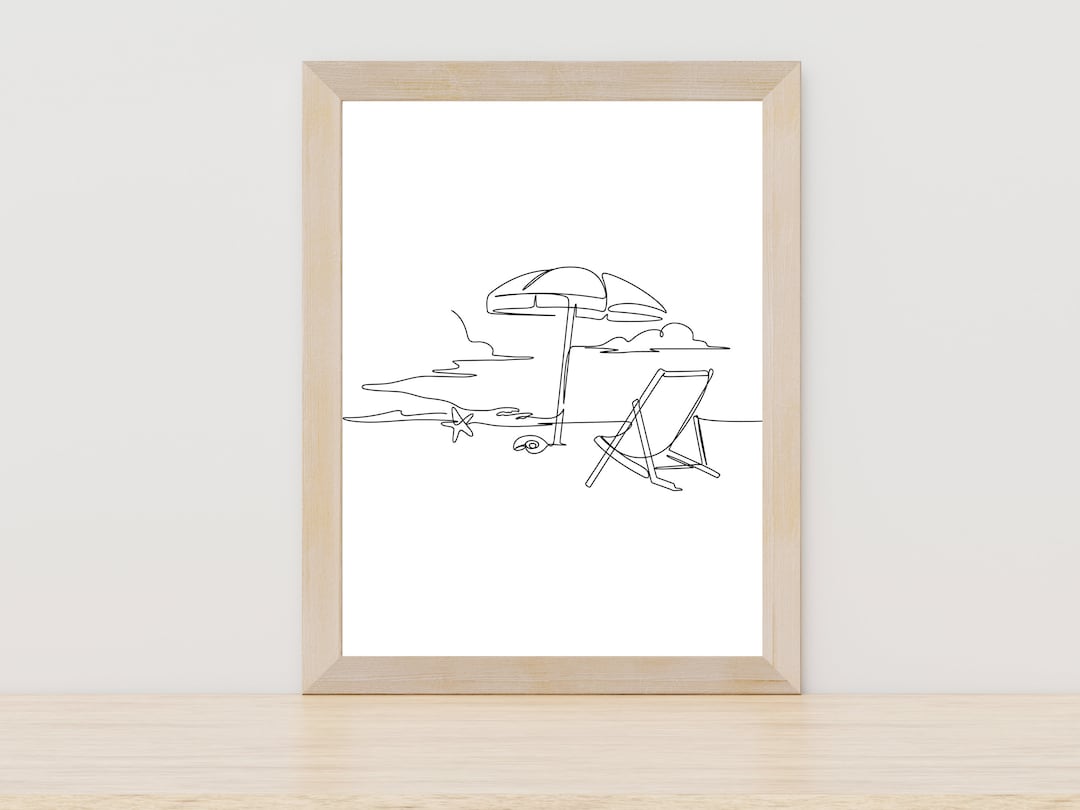 Beach Line Art Vacation Line Art Travel Wall Art Summer Wall Decor ...