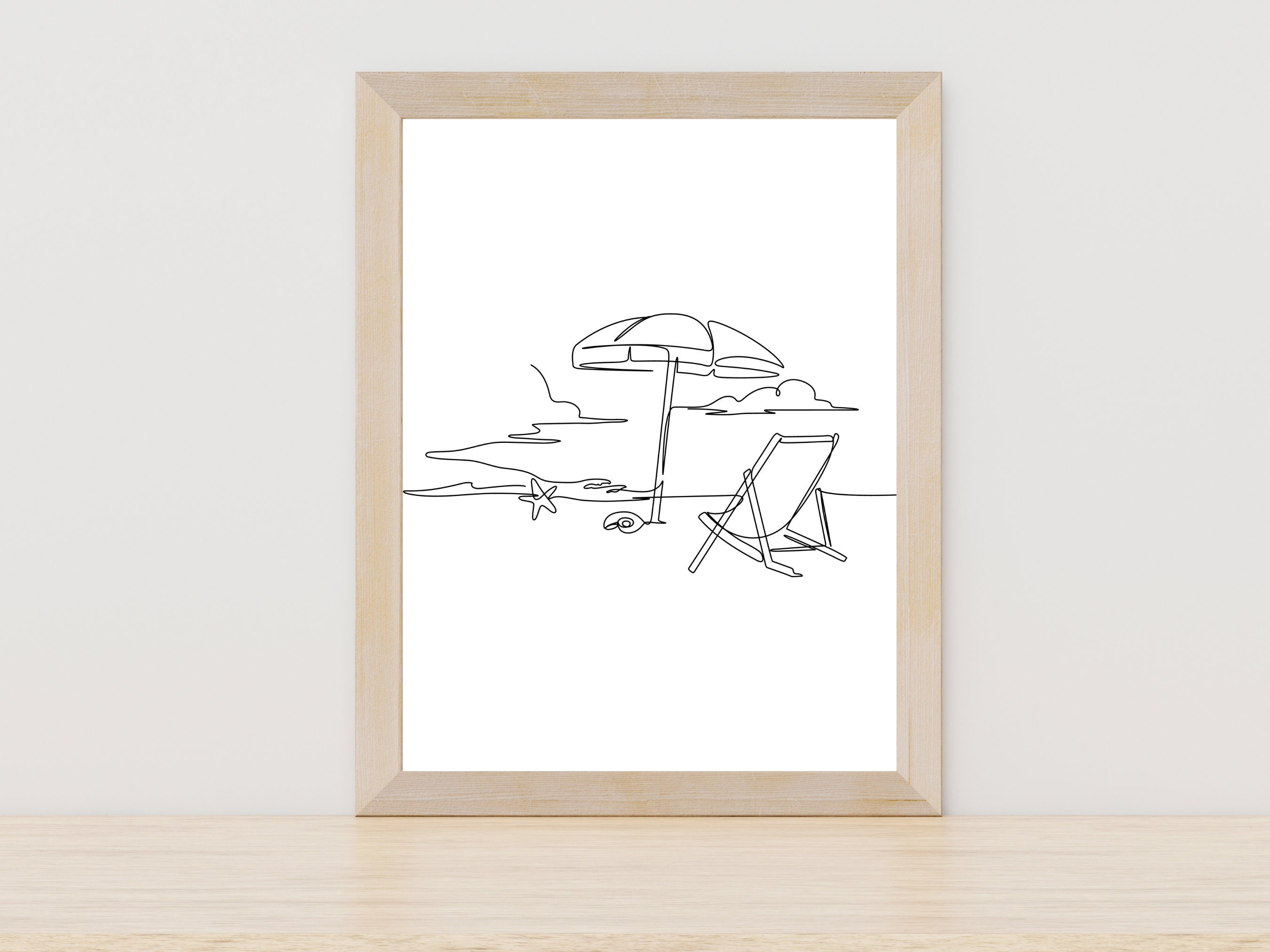 Beach Line Art Vacation Line Art Travel Wall Art Summer Wall - Etsy