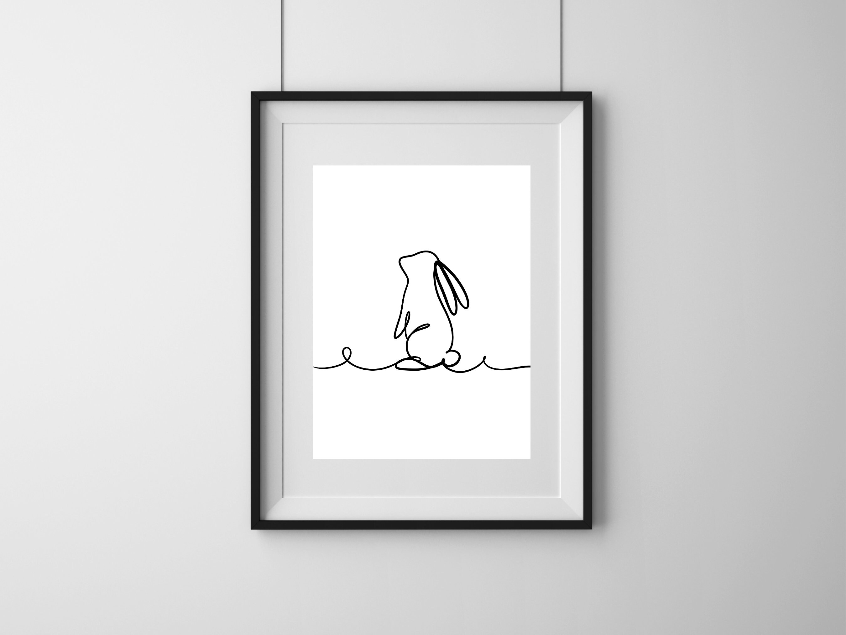 Bunny Line Art Rabbit Print Bunny Print Abstract Animal Wall Decor ...