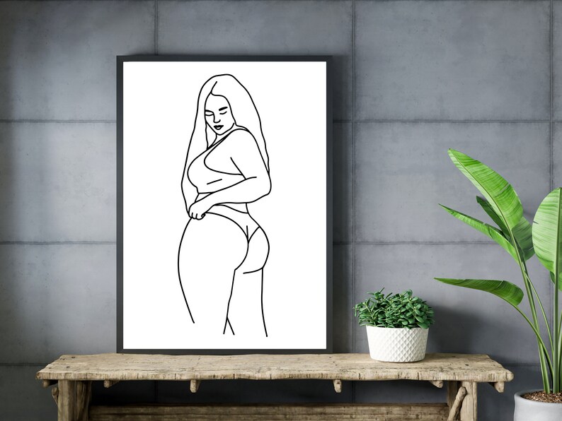 Body Positive Line Art Print Curvy Woman Body Art Minimal Etsy