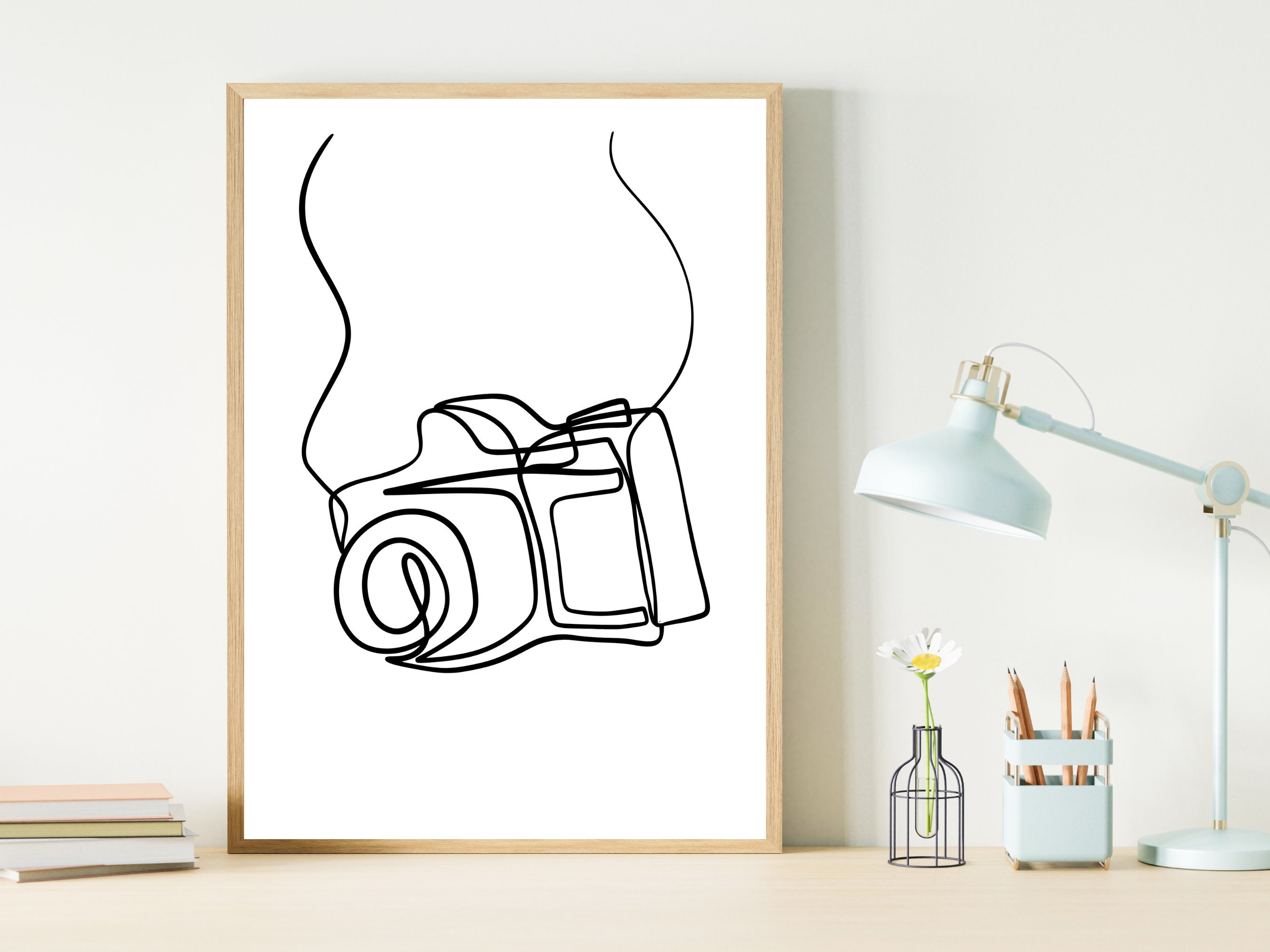 Minimalist Camera Line Art, Photographer Line Art Drawing, Photography ...