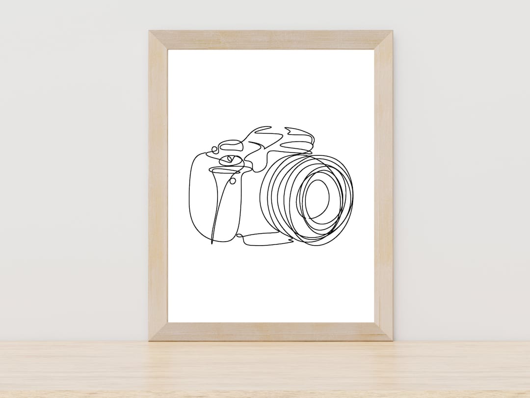 Camera Line Art Drawing Camera Sketch Photographer Decor Gift for ...