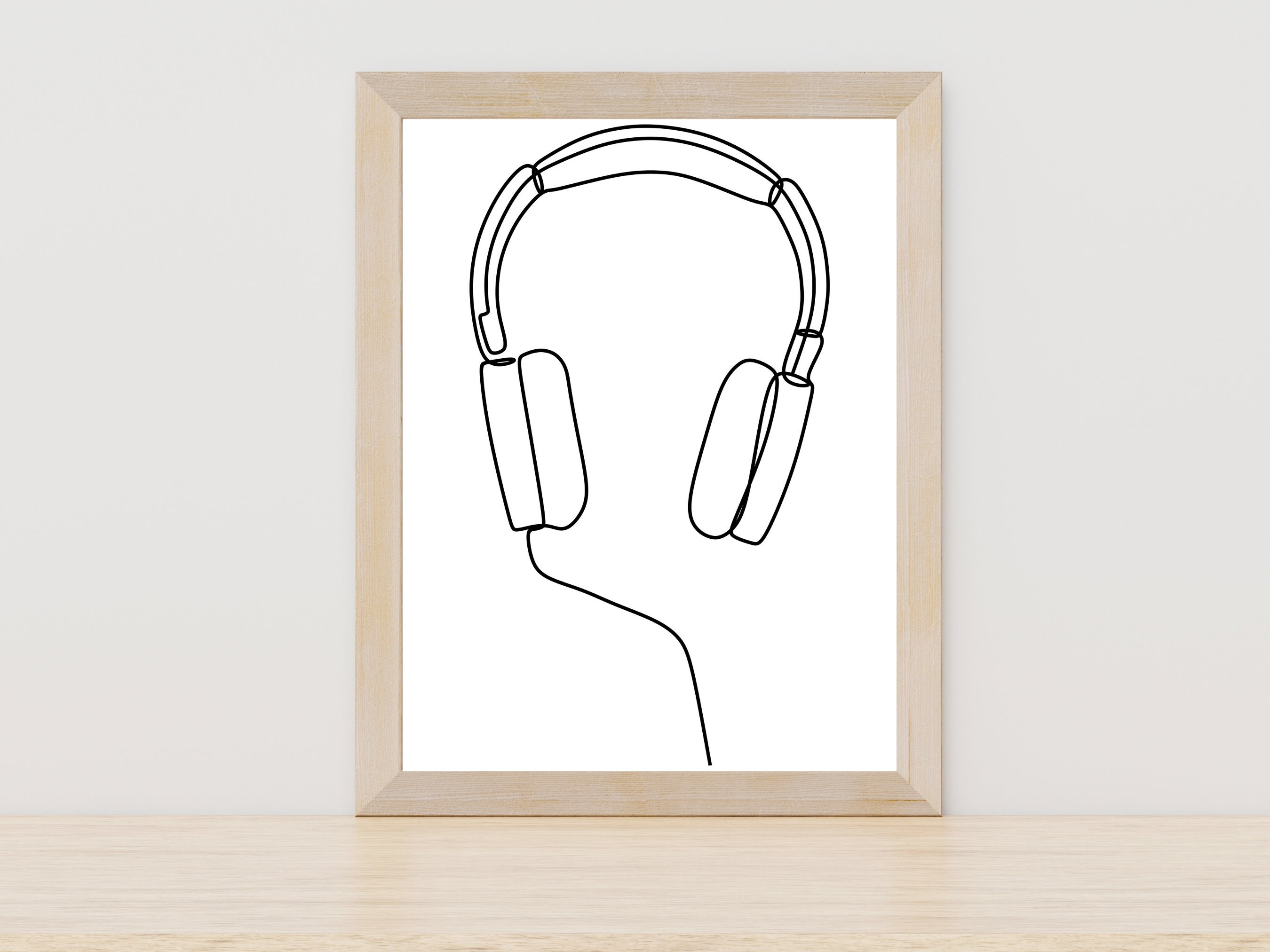 Headphones Line Art Headphones Wall Art DJ Poster Music Lover - Etsy