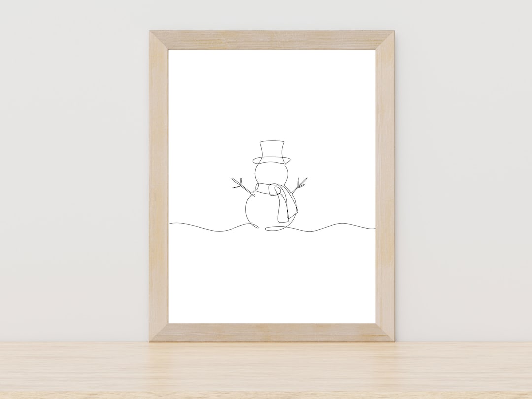 Snowman Line Art, Snowman Wall Art, Winter Art Print, Holiday Printable ...