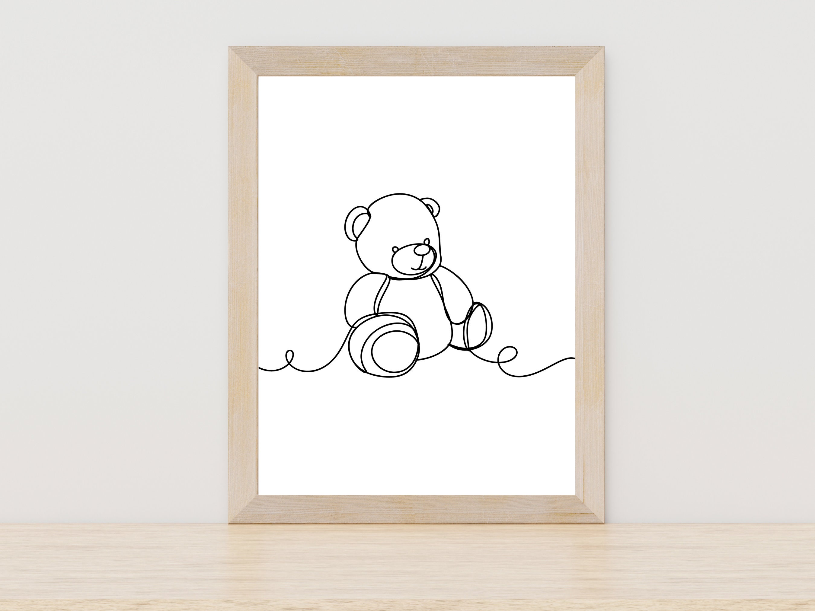 Bear Line Art Bear Print Nursery Wall Art Kids Room Decor Bear Line ...