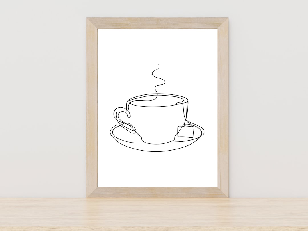 Tea Cup One Line Art Print, Tea Lover Print, Tea Cup Wall Art ...