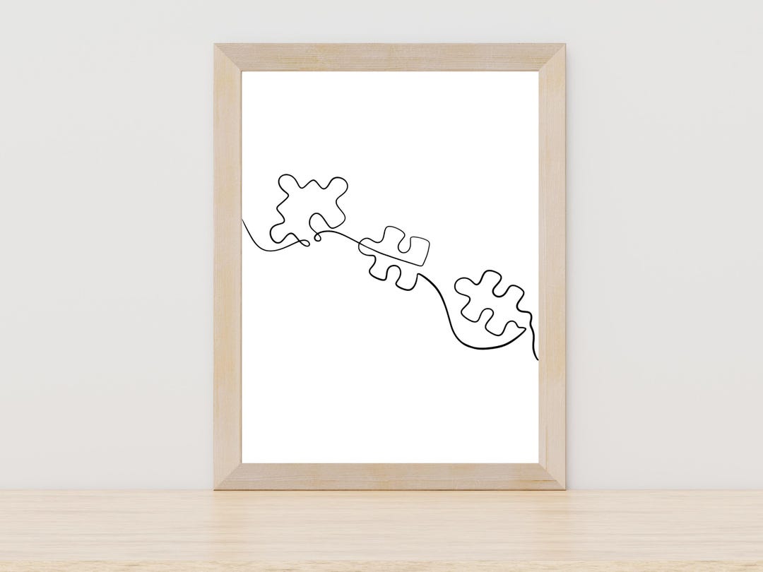 Autism Puzzle Line Art, Autism Awareness Wall Decor, Gameroom Wall ...