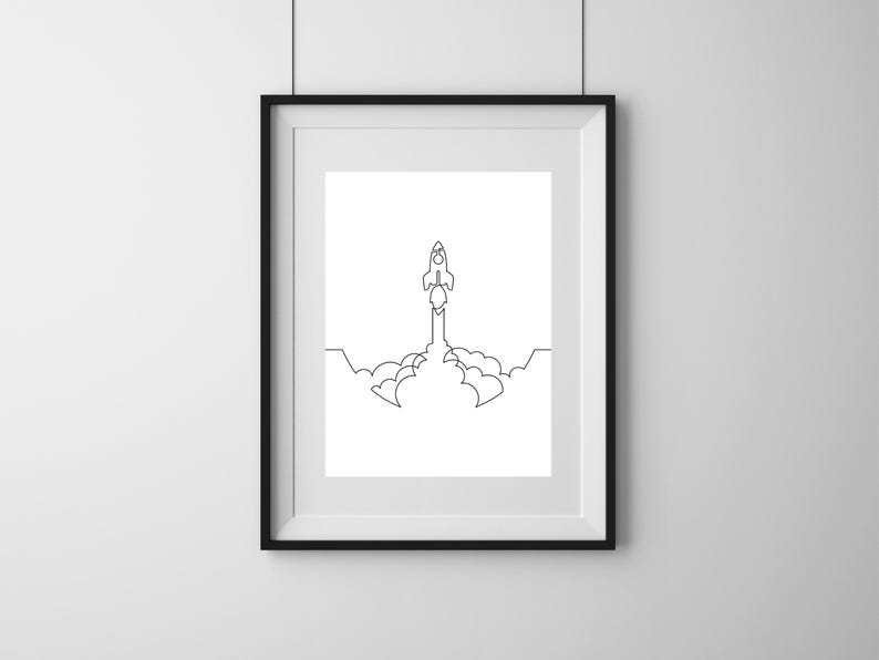 Spaceship Line Art - Etsy