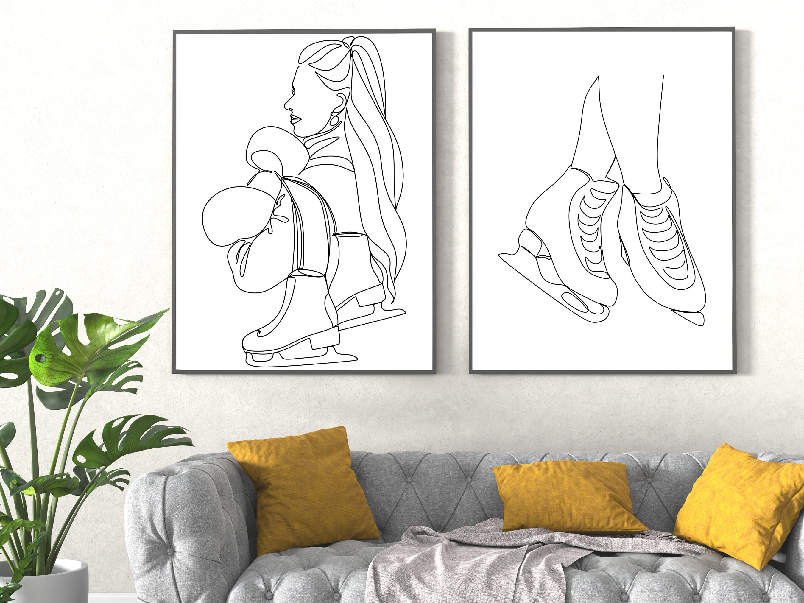 Figure Skating Line Art Ice Skater Line Art Ice Skates Line - Etsy