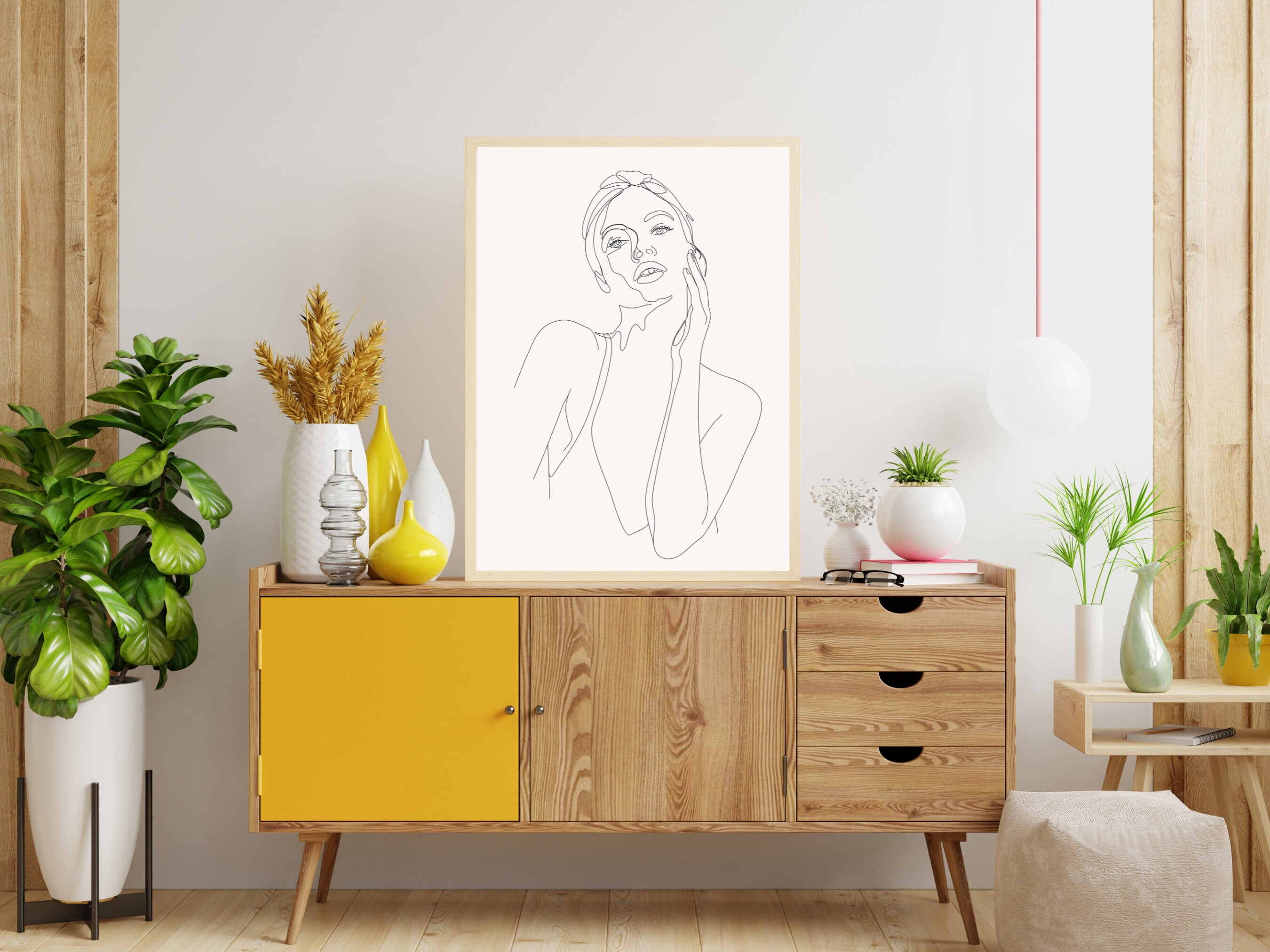Minimalist Female Line Art Drawing, Woman Line Art Print, Female Line ...