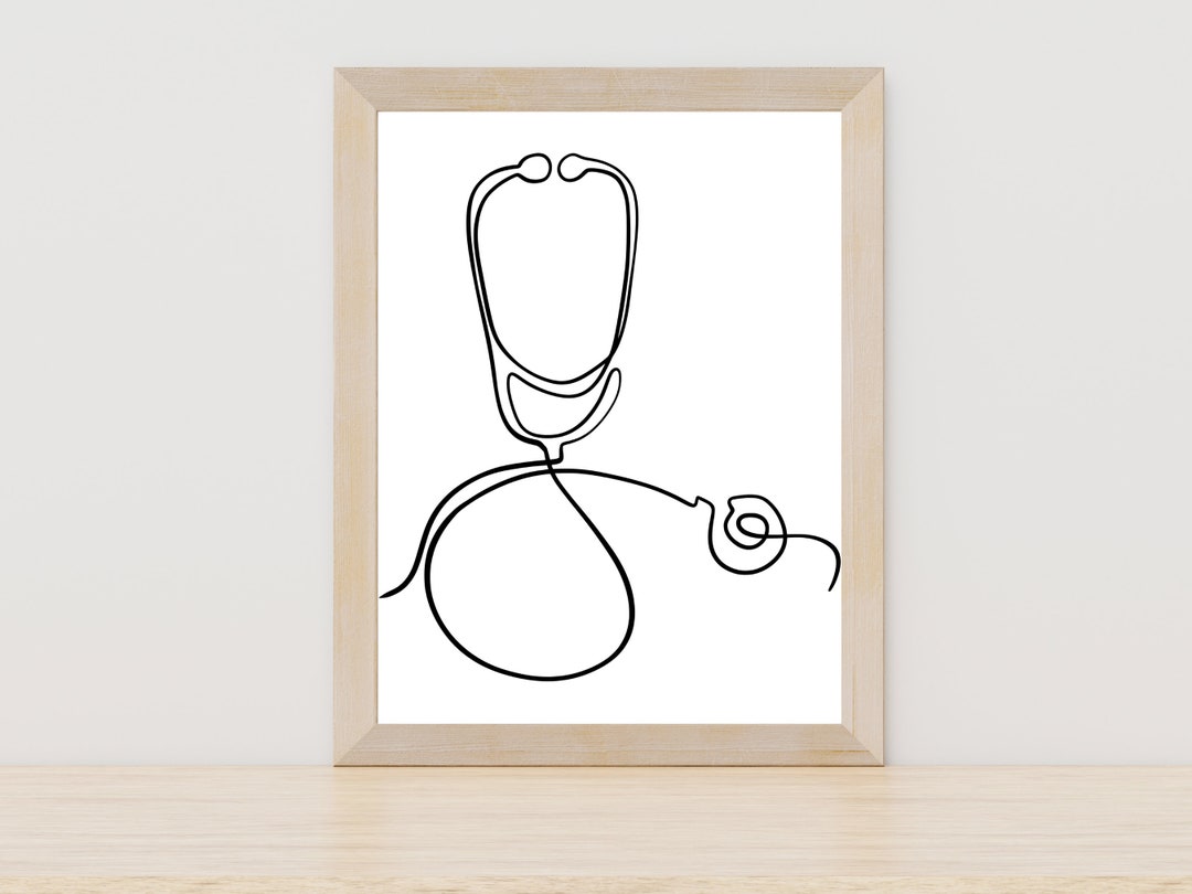 Minimalist Stethoscope Line Art, Physician Poster, Doctors Office Wall ...