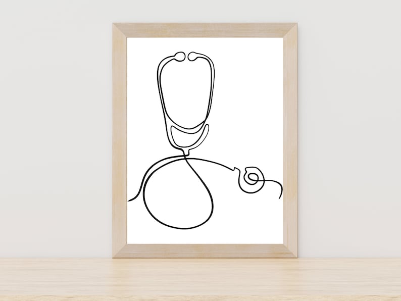 Minimalist Stethoscope Line Art, Physician Poster, Doctors Office Wall ...