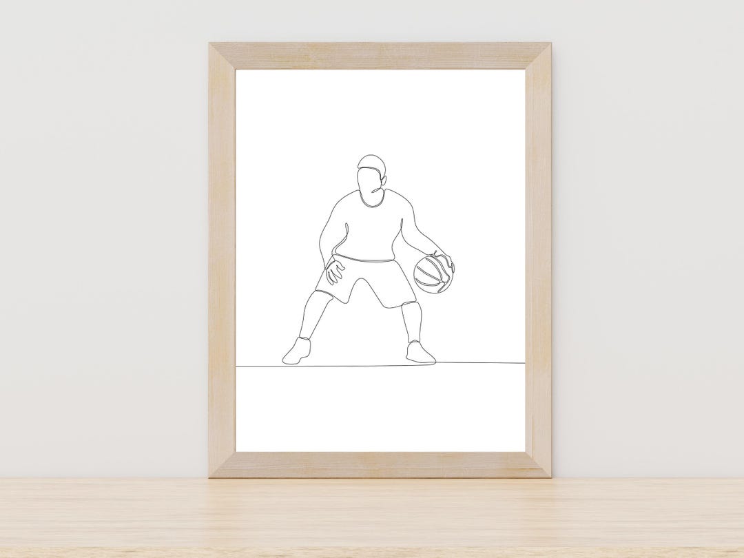 Basketball Player Line Art, Male Basketball Player, Basketball Minimal ...