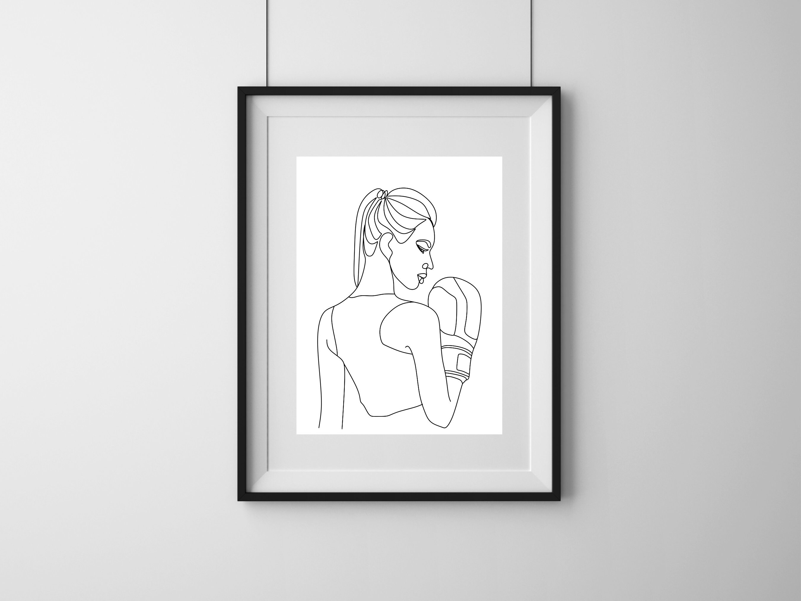 Female Boxer Line Art Boxing One Line Drawing Boxer Poster - Etsy