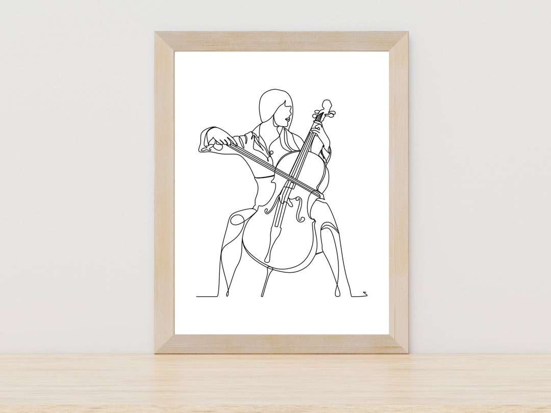 Cello Wall Art, Cello Poster, Minimalist Black and White Digital Art ...