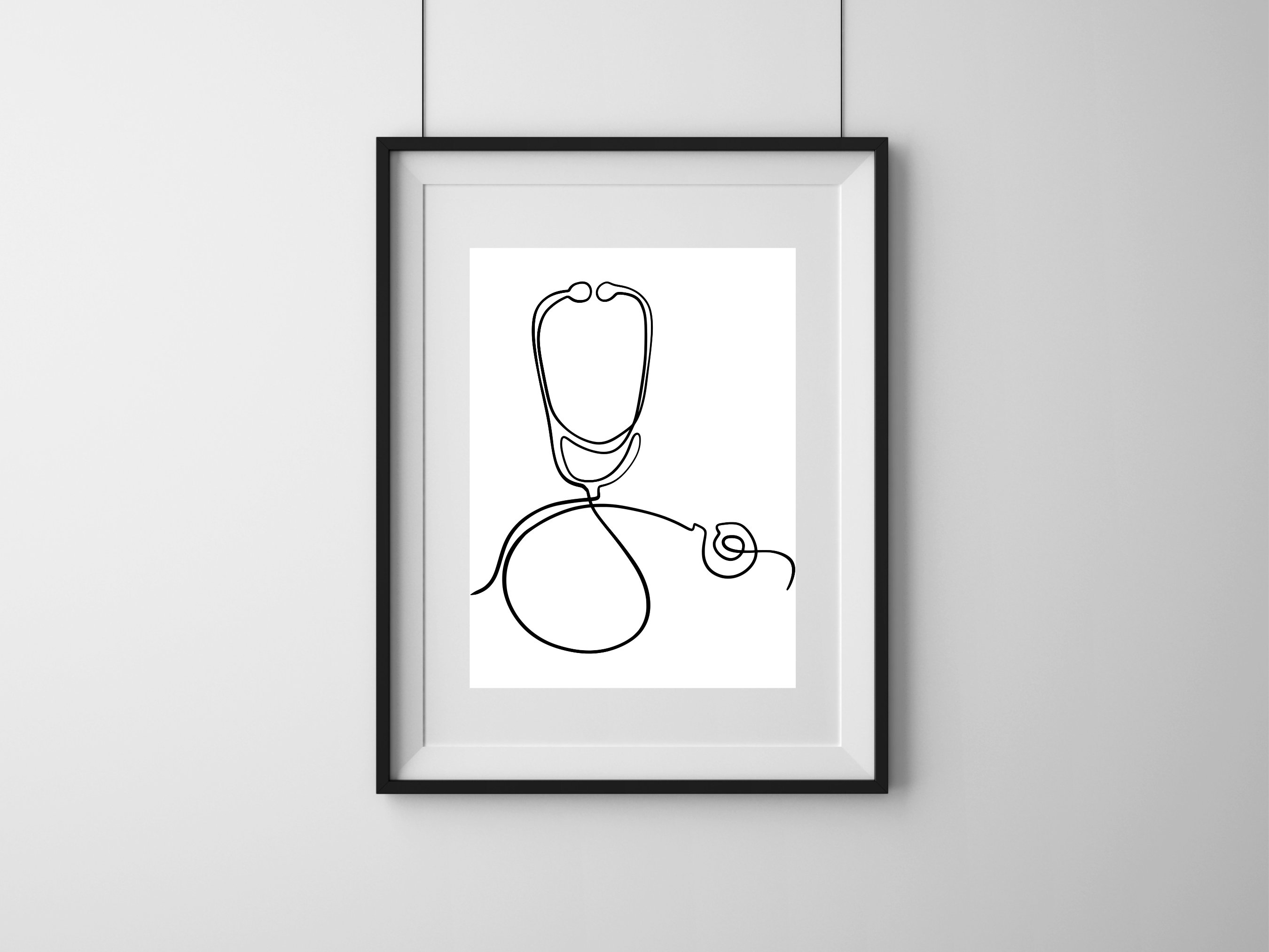 Minimalist Stethoscope Line Art, Physician Poster, Doctors Office Wall ...