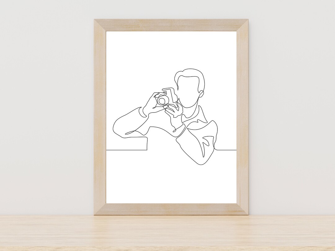Photographer Line Art Camera Line Art Poster Photography Room Wall ...