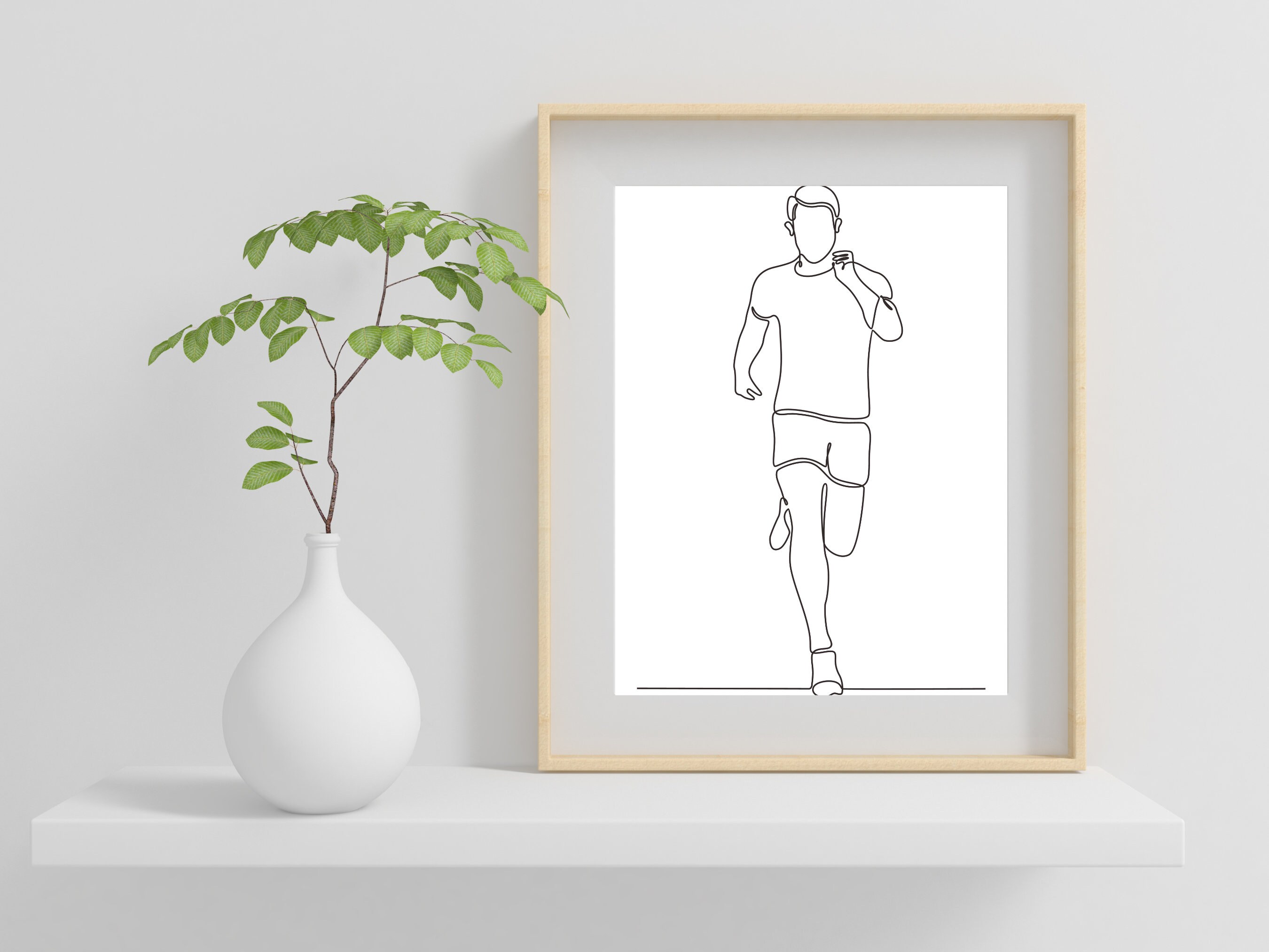 Minimalist Running Line Art Runner Line Art Run Wall Art Print Sport ...