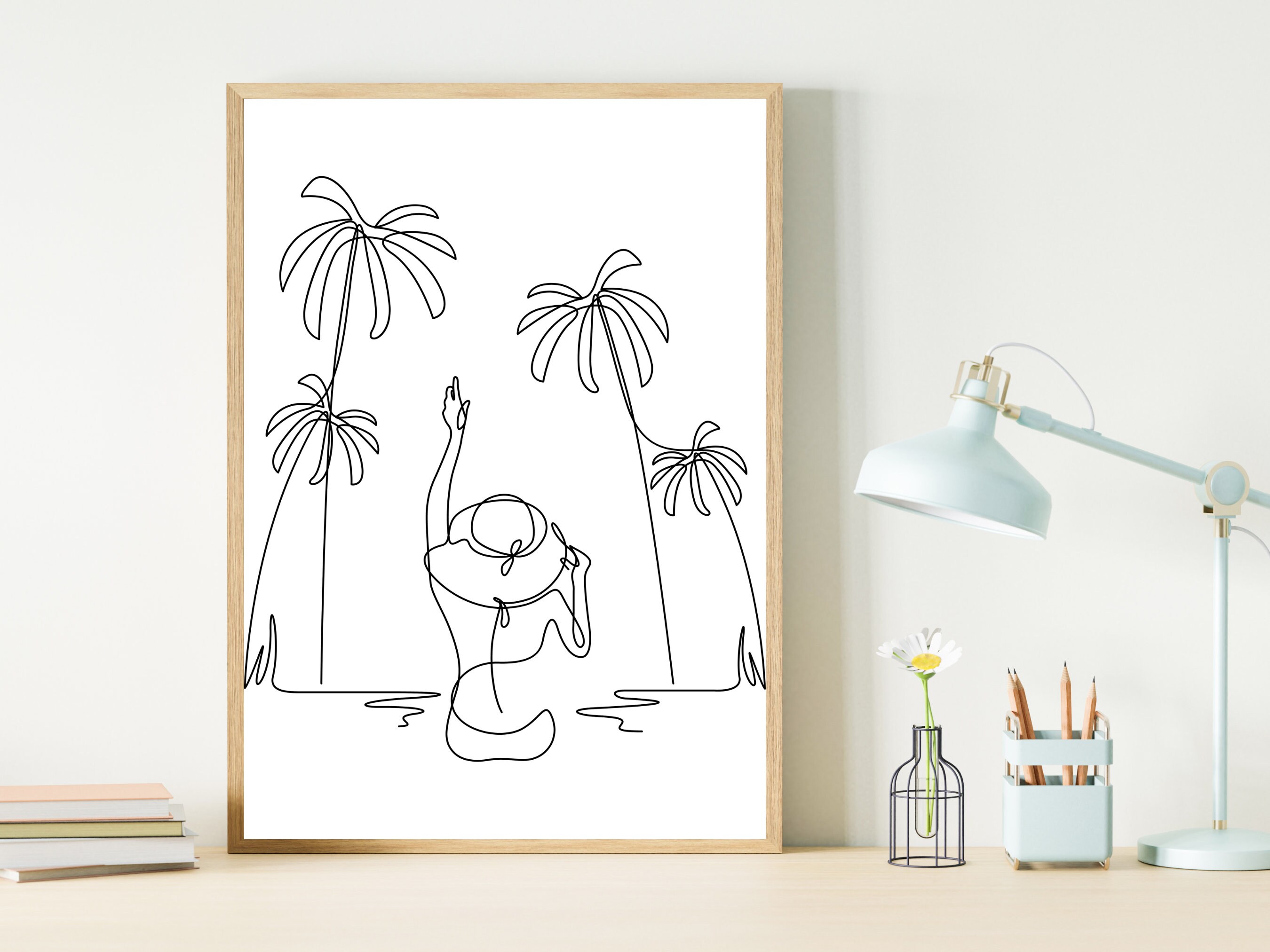 Minimalist Landscape Line Art Sea Ocean Island Printable - Etsy